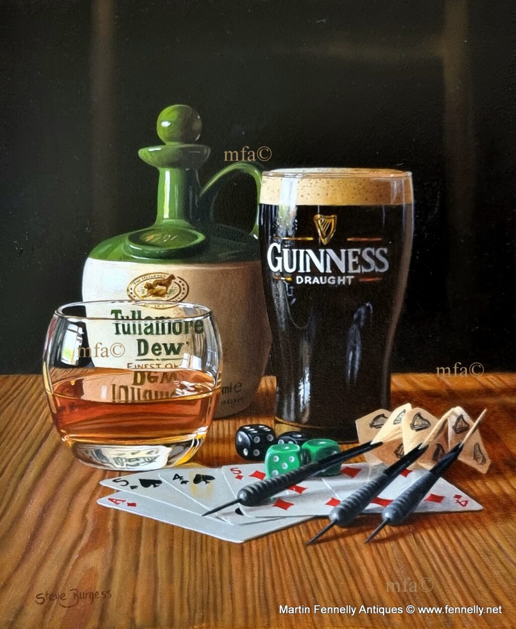 079 Sold ‘Games Night Too’ Oil on Panel Steve Burgess (Born 1960 ...