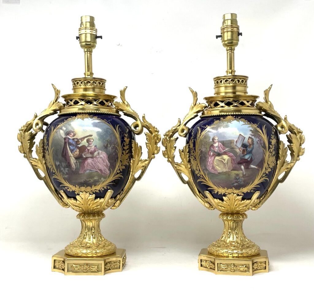 666 Sold Pair Antique French Sèvres Porcelain Ormolu Gilt Bronze Dore ...