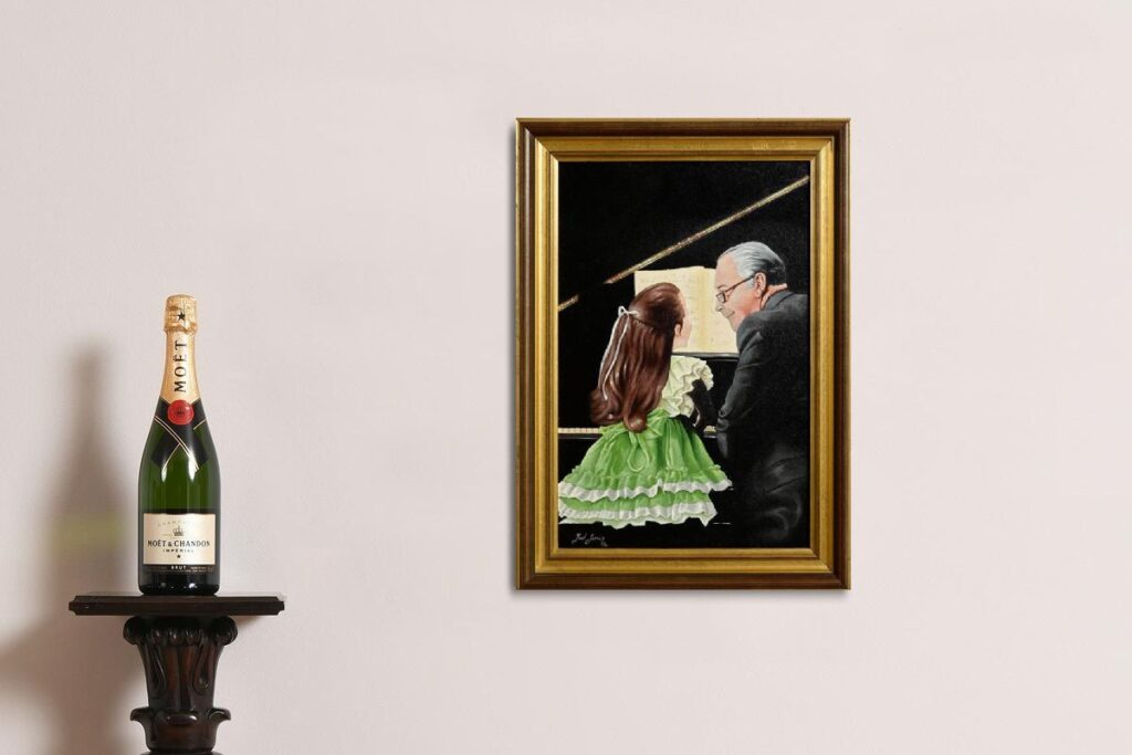 541 Ted Jones – Oil on Canvas – The Music Lesson – Signed and Dated ...