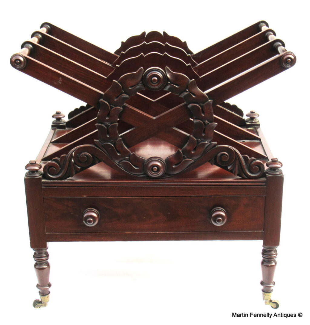 221 Sold Irish Regency Mahogany Canterbury – Circa 1820 – Martin Fennelly