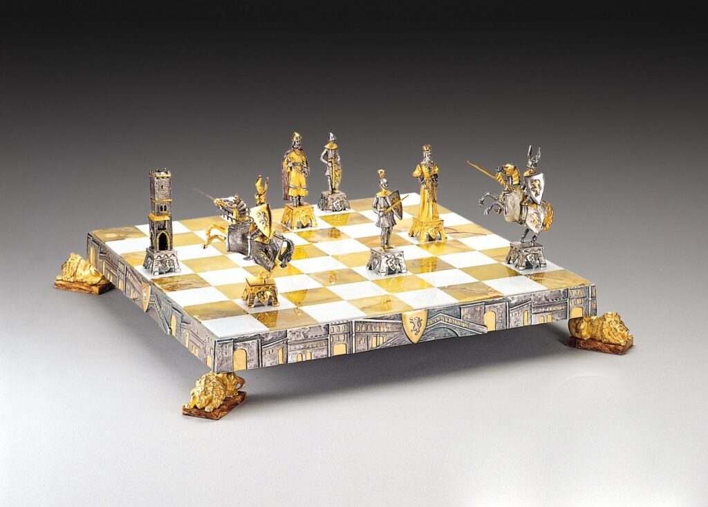 150 Sold Superb Luxury Chess Set – Bronze Gold and Silver – Italian ...