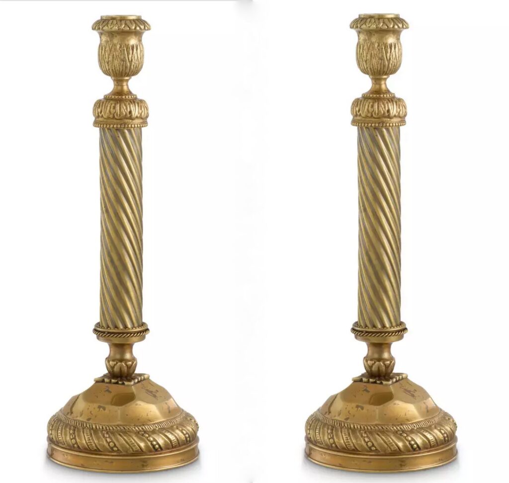 M191 Pair of Superb Brass Candlesticks – After Met Museum – Martin Fennelly