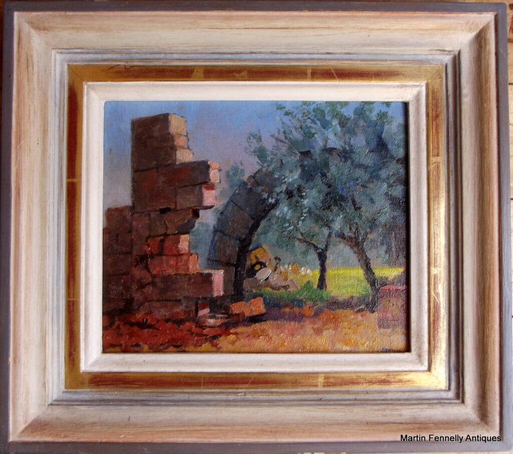 181 Sold Stunning Bob Brown Painting of a Village – Ruin Arch – Syria ...